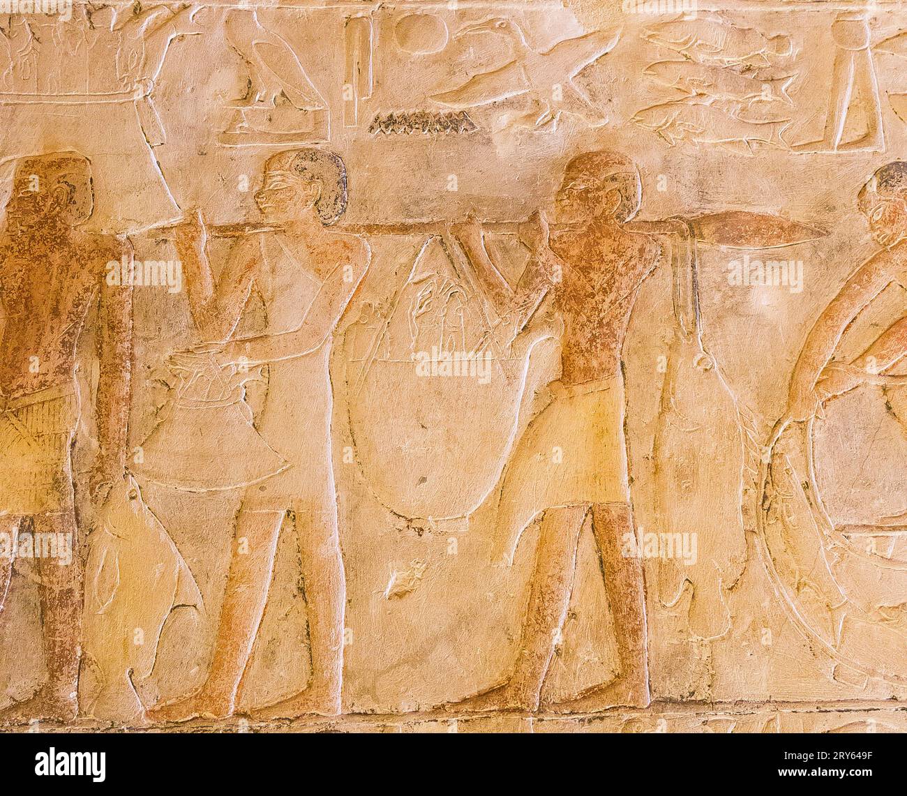 Egypt, Saqqara, tomb of Mehu, bringing fishes Stock Photo - Alamy