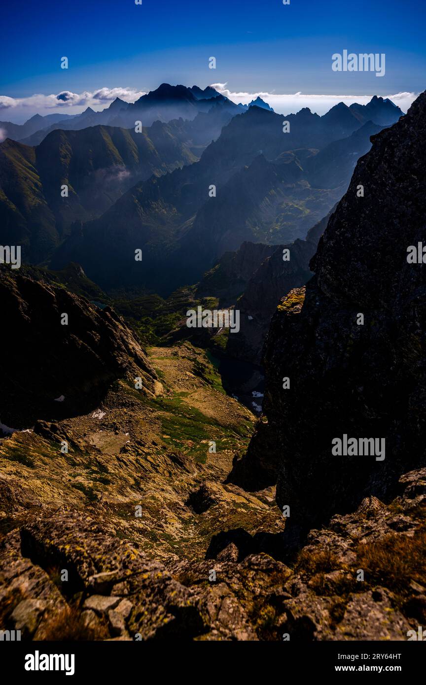 Magnificent sunrise over the High Tatras from the Mount Rysy Stock ...