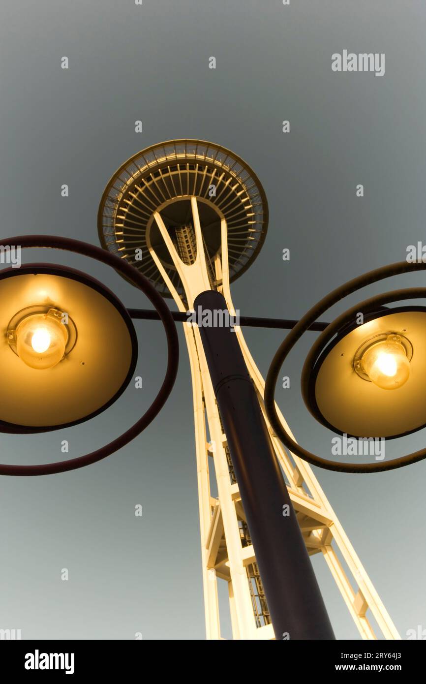 Seattle Space Needle and street lights Stock Photo - Alamy