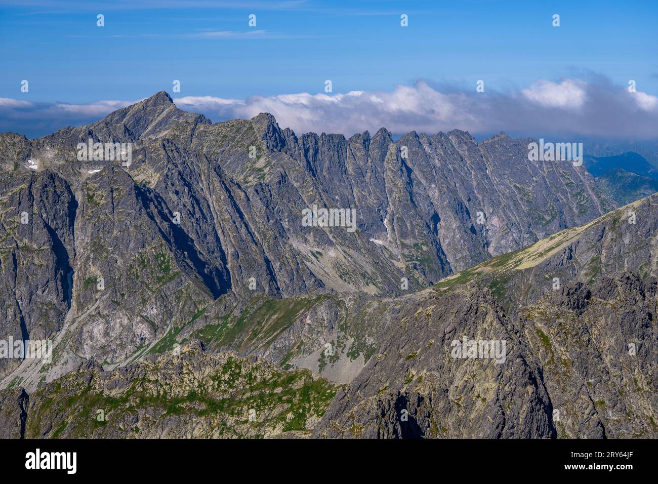 A view on the Mount Krivan and the High Tatras from the Rysy peak Stock ...