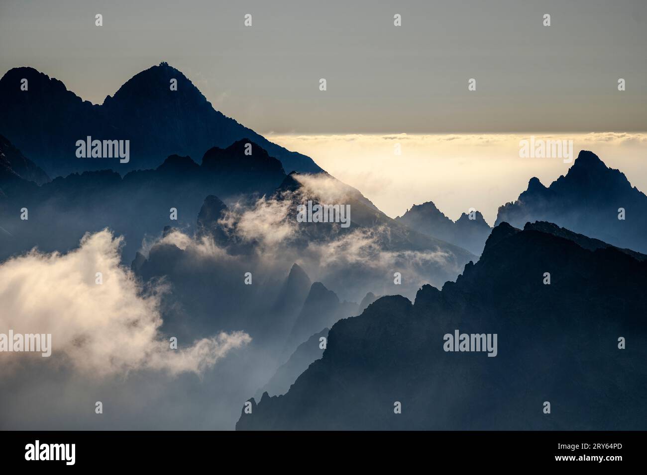 Magnificent sunrise over the High Tatras from the Mount Rysy Stock ...