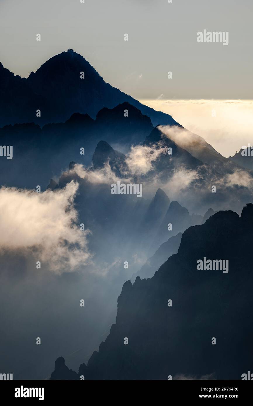 Magnificent sunrise over the High Tatras from the Mount Rysy Stock ...