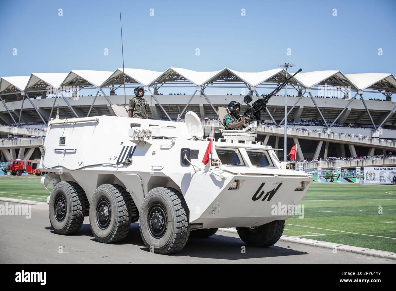 Members of The Tanzania Peoples Defence Force (TPDF) attend the parade ...