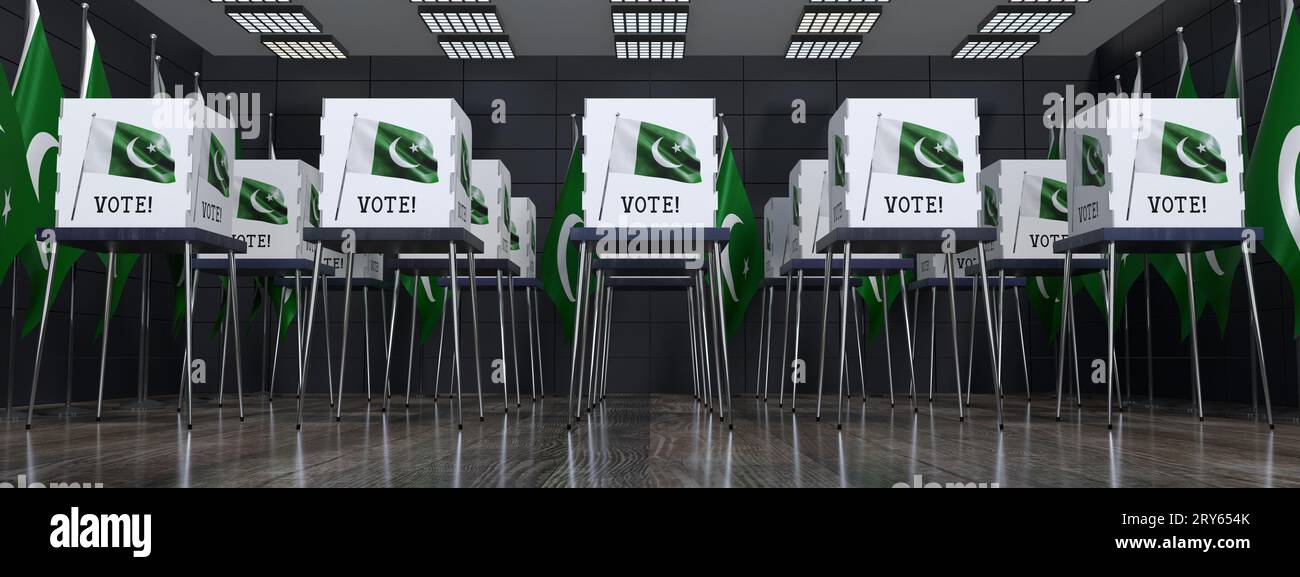 Pakistan - polling station with many voting booths - election concept ...
