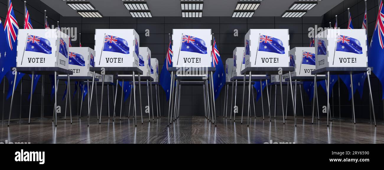 Australia - polling station with many voting booths - election concept ...