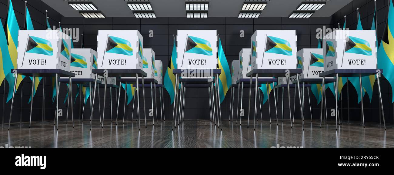 Bahamas - polling station with many voting booths - election concept ...