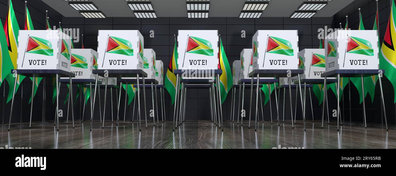 Guyana - polling station with many voting booths - election concept ...