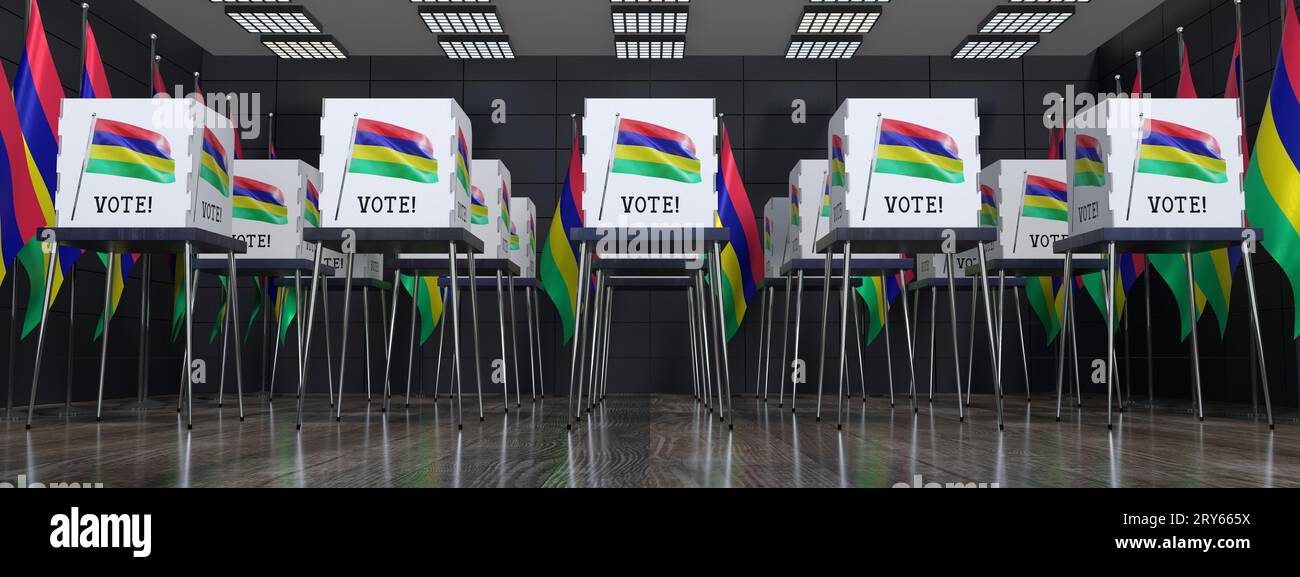 Mauritius - polling station with many voting booths - election concept ...