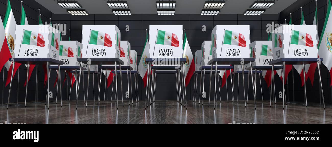 Mexico - polling station with many voting booths - election concept ...
