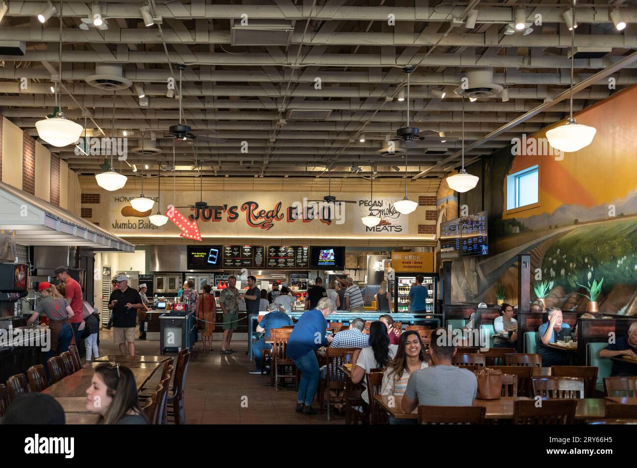 Interior of country style bbq restaurant Stock Photo - Alamy