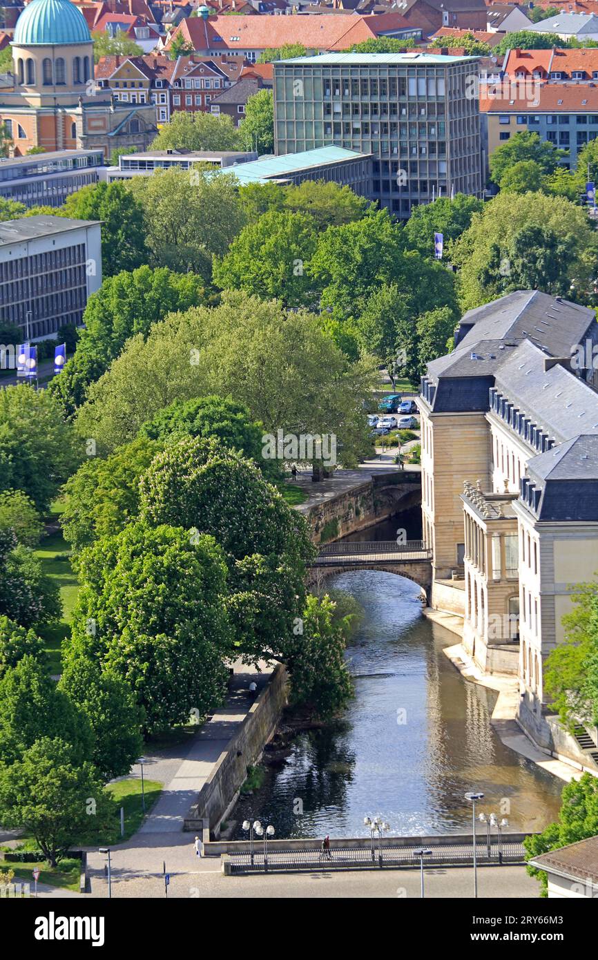 Aerial View of Leine River and Leineschloss in Old Town Hannover at ...