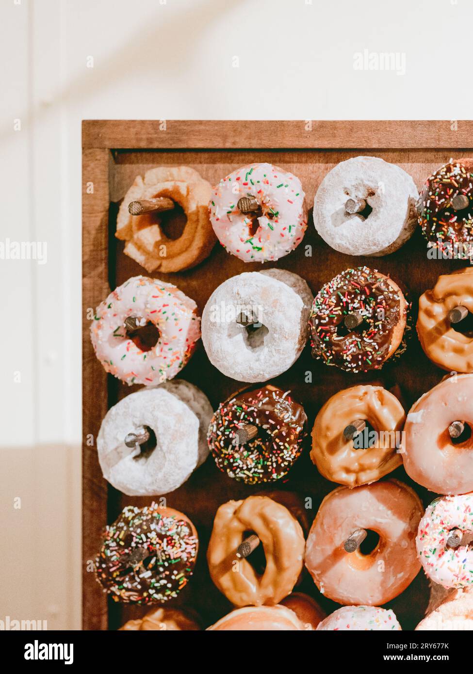 Wooden donut display hi-res stock photography and images - Alamy