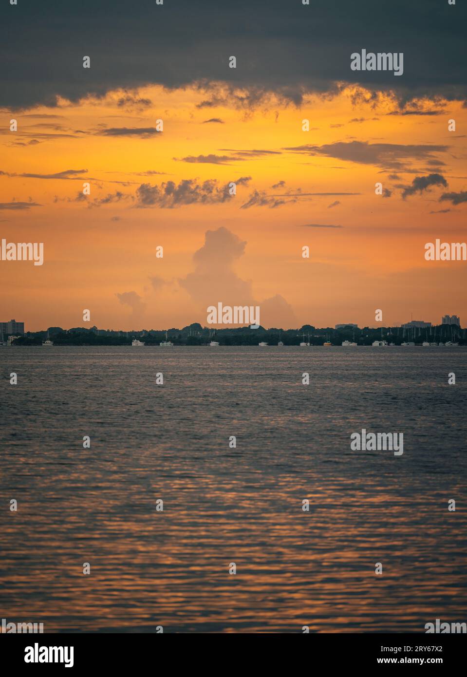 sunset miami florida sky color orange Stock Photo - Alamy