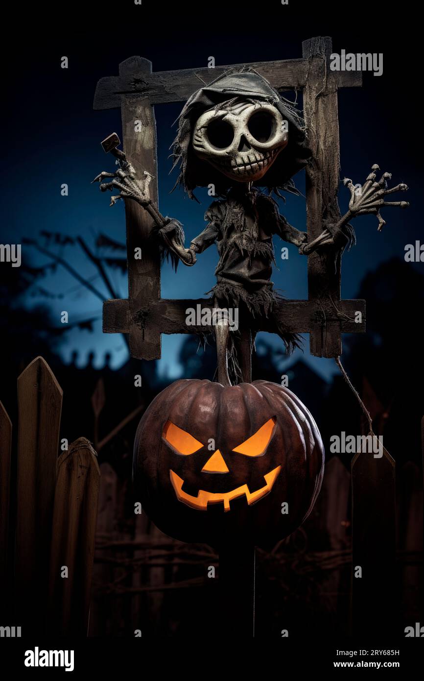 Skeleton jack o lantern head hi-res stock photography and images - Alamy