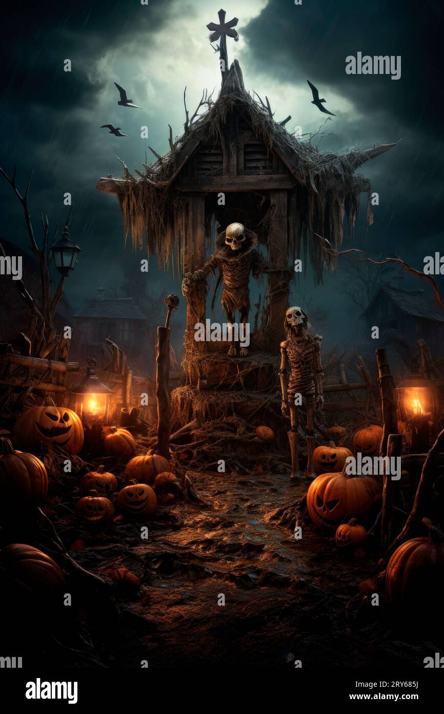 Skeleton jack o lantern head hi-res stock photography and images - Alamy