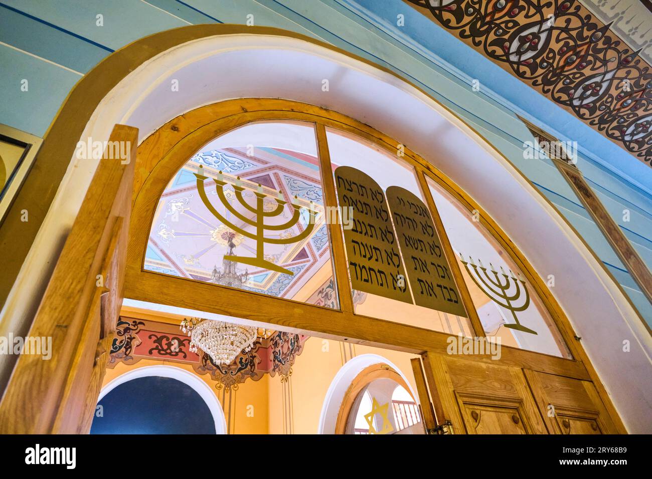 Interior view of the main prayer room, looking back above the entrance ...