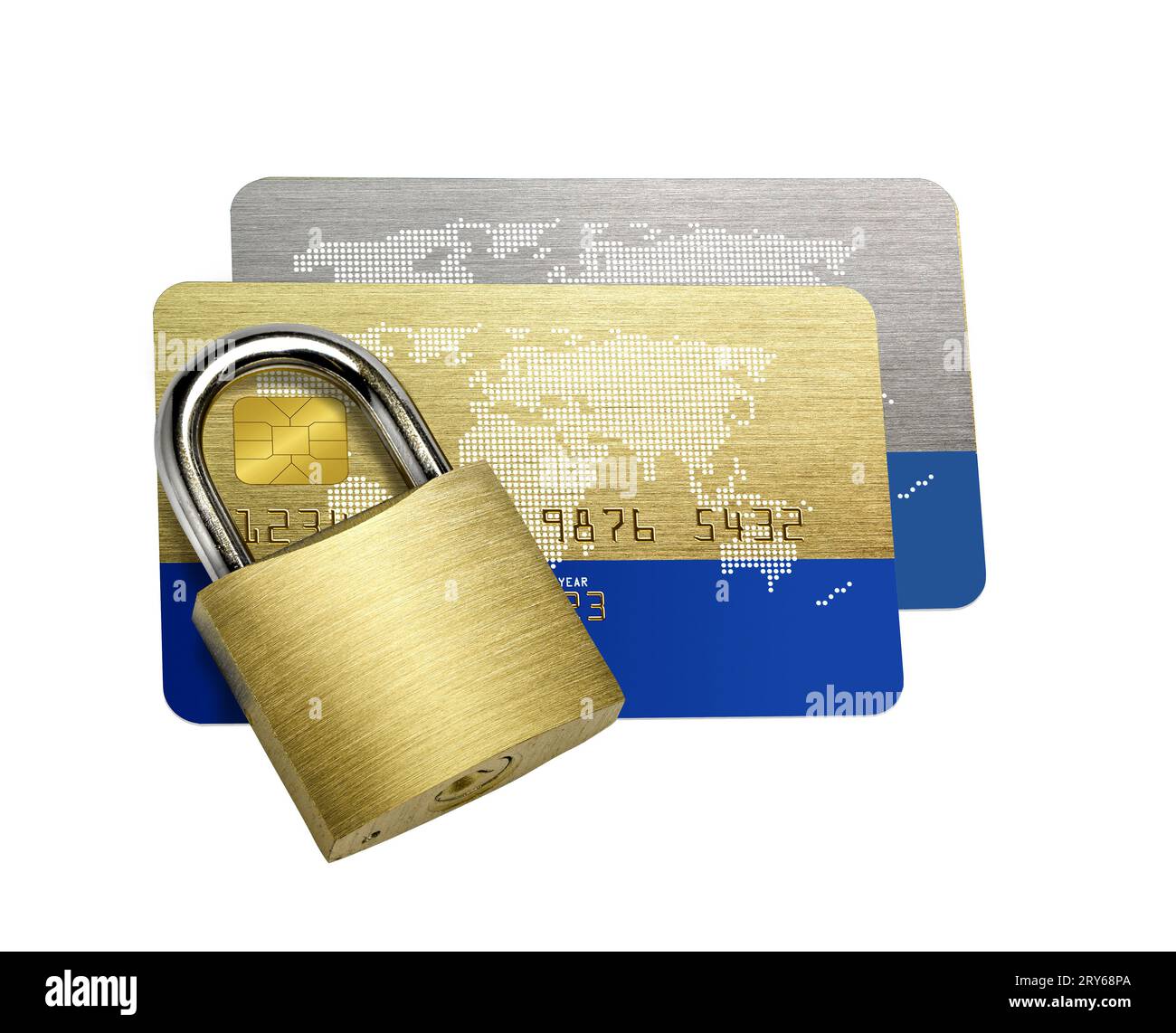 Credit Cards and padlock on white background Stock Photo - Alamy