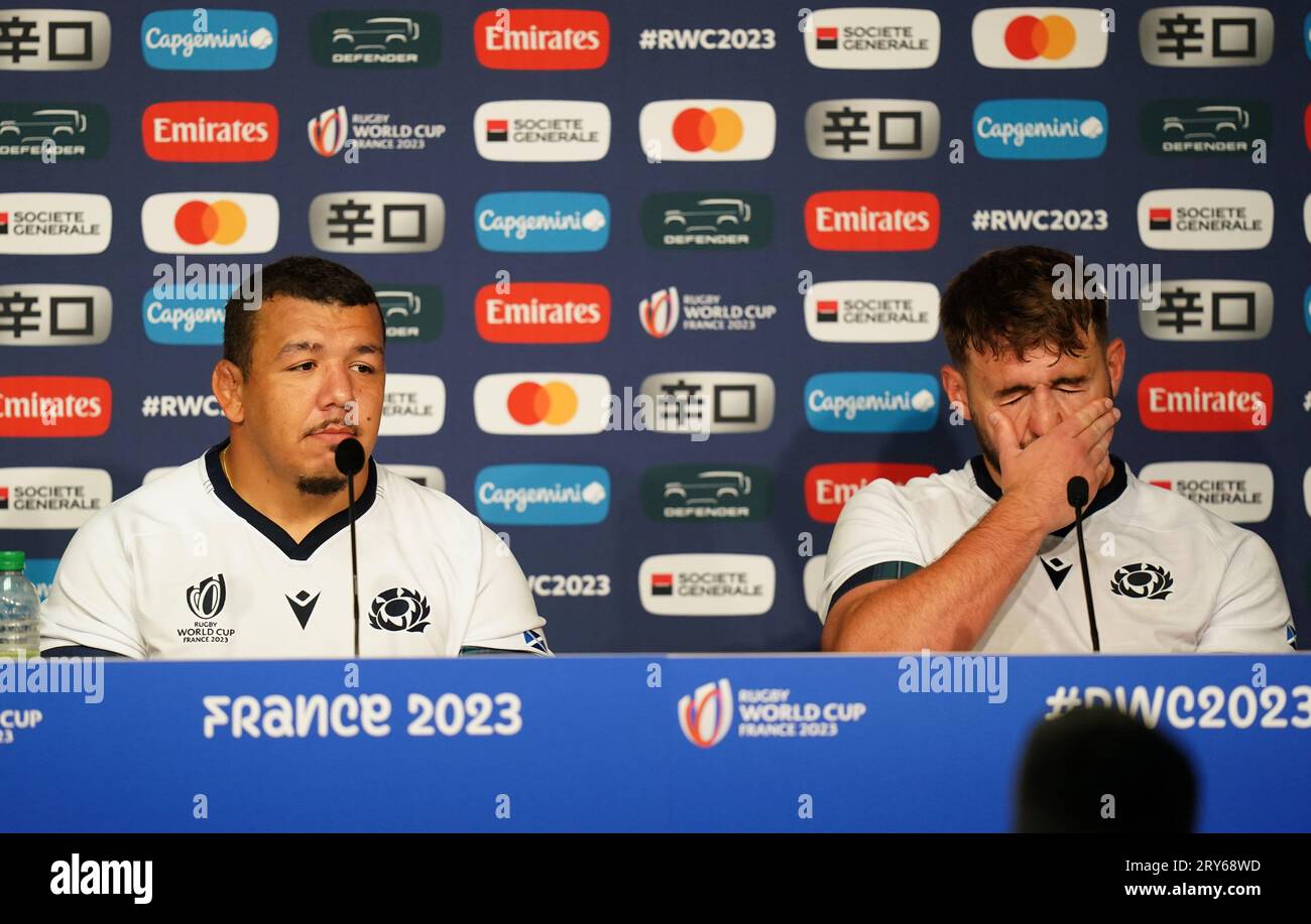Scotland's Javan Sebastian (left) and Ollie Smith at the Stade Pierre ...