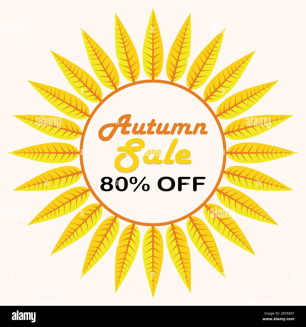 Autumn sale banner with yellow leaves on white background. for shopping ...