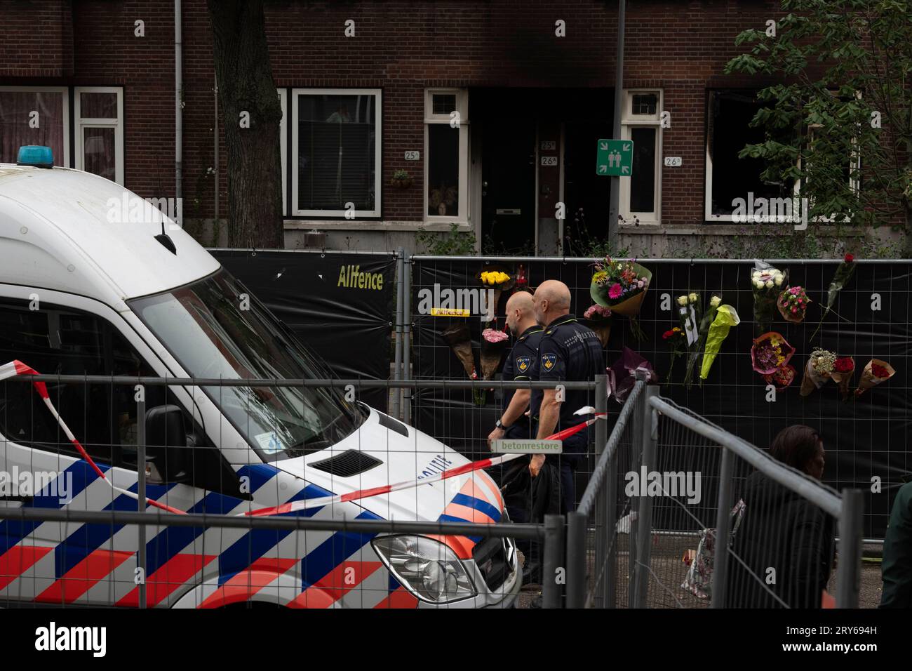 Police officers are seen at the scene of a shooting in Rotterdam ...