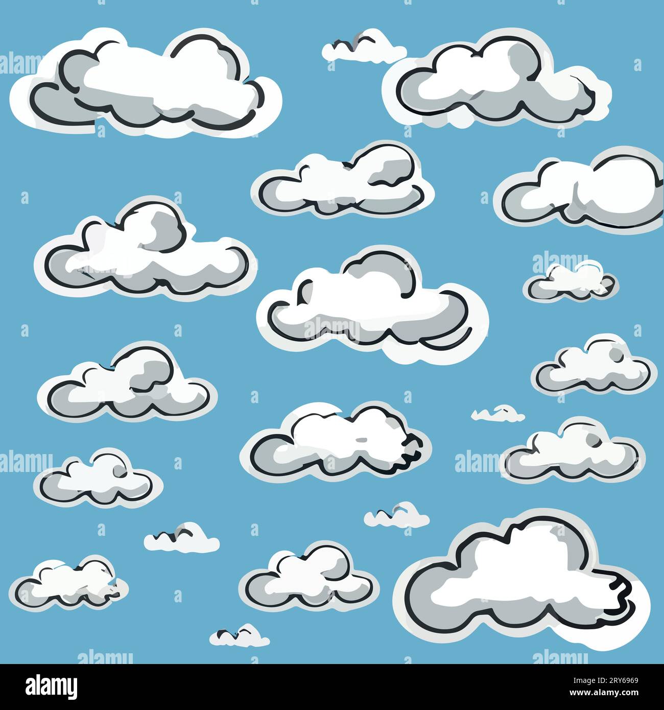 Cloud. Abstract white cloudy set isolated on blue background. Vector ...