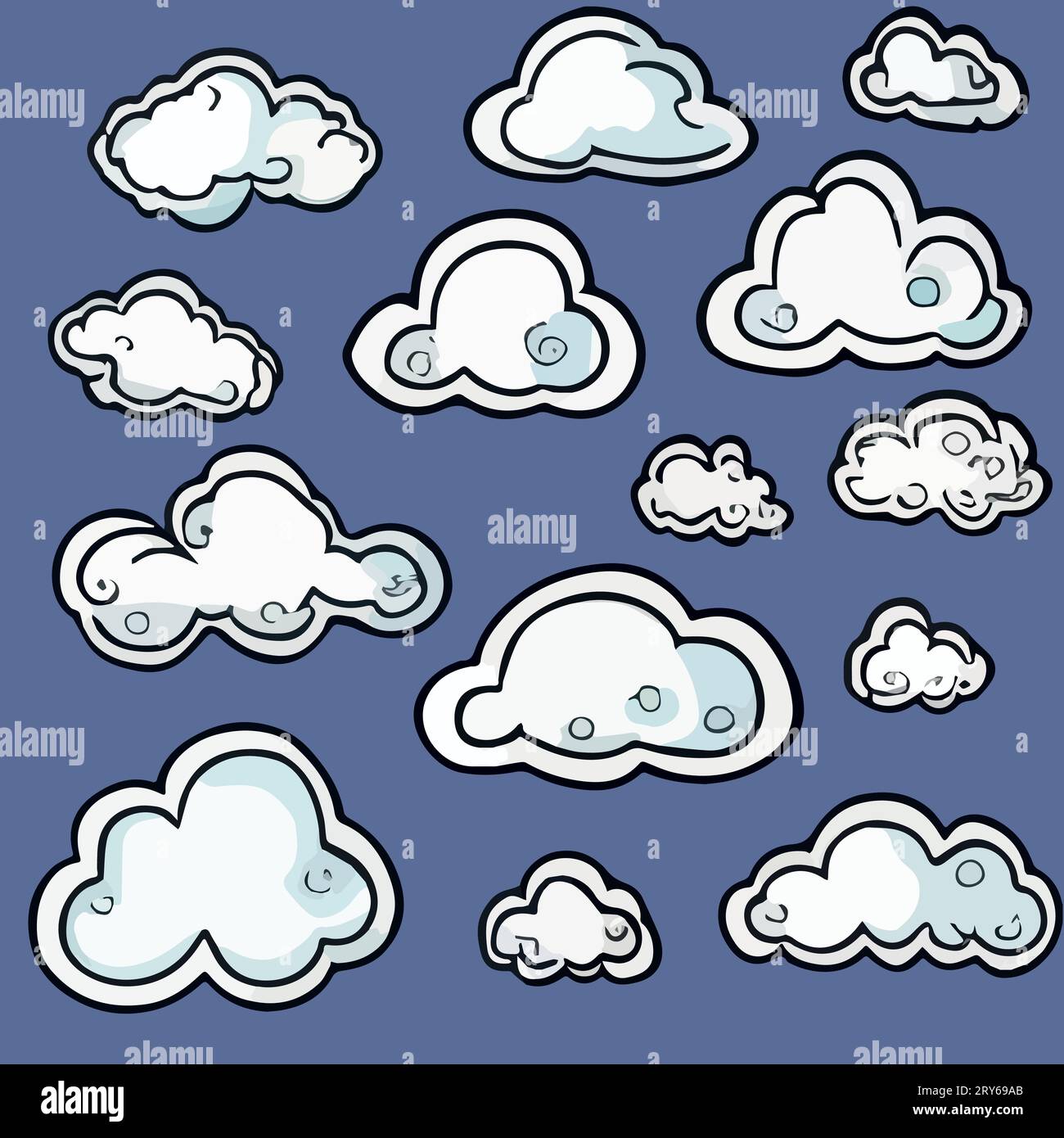 Cloud. Abstract white cloudy set isolated on blue background. Vector ...