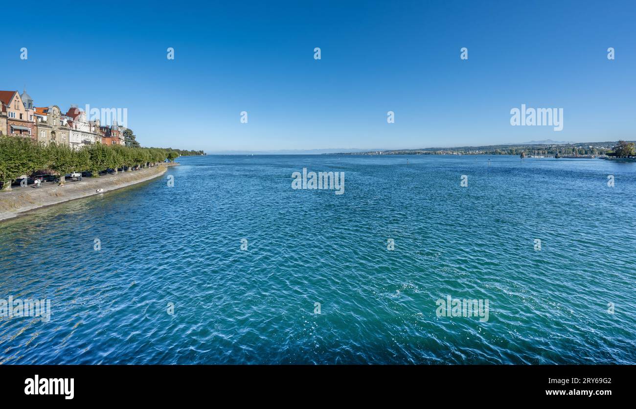 Constance. View of Lake Constance from the Rhine bridge. Baden ...