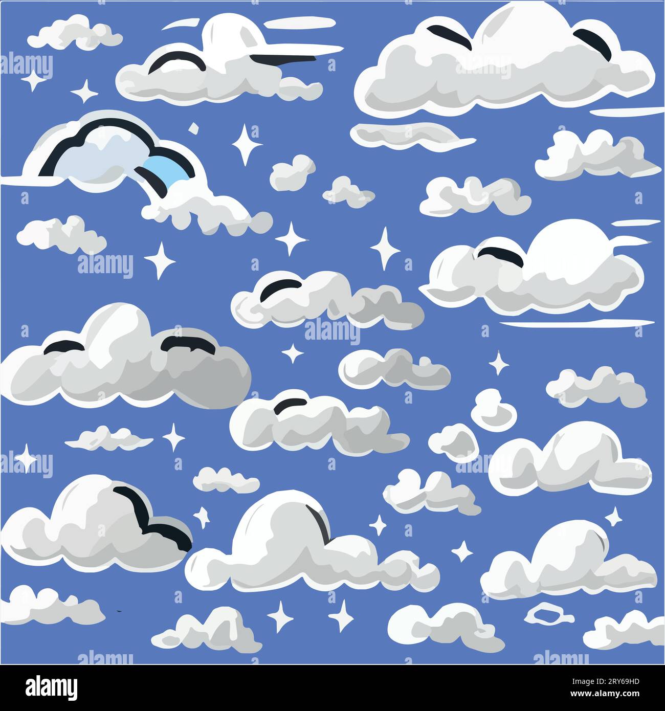 Cloud. Abstract white cloudy set isolated on blue background. Vector ...