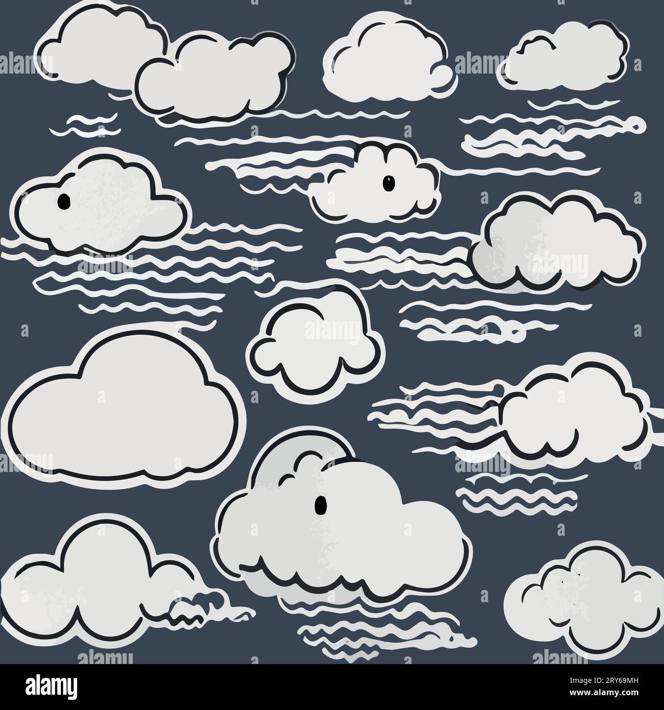 Clouds set isolated on a grey background. Soft round cartoon fluffy ...