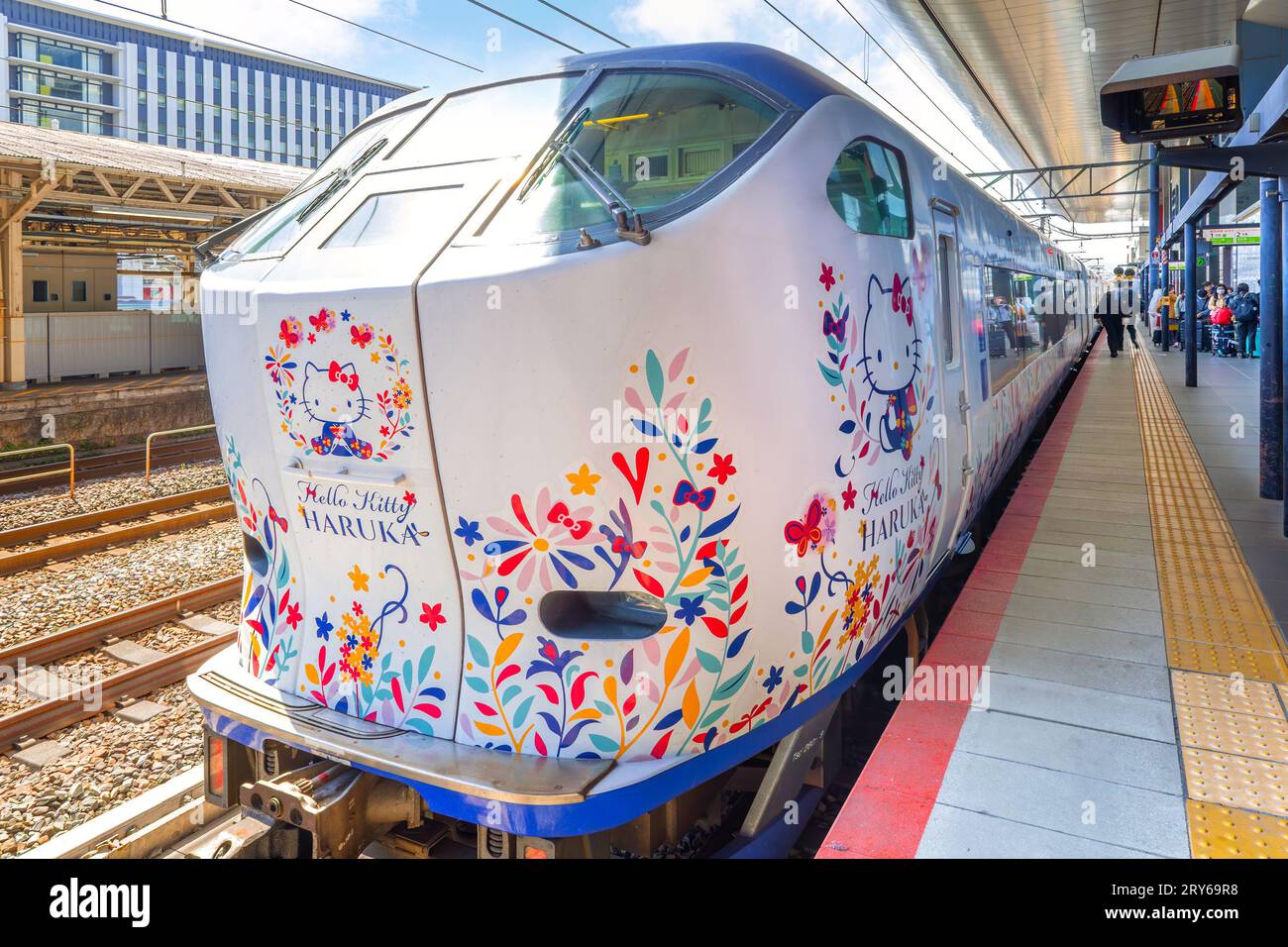Osaka, Japan - March 28 2023: Hello Kitty Haruka Express operated by JR ...
