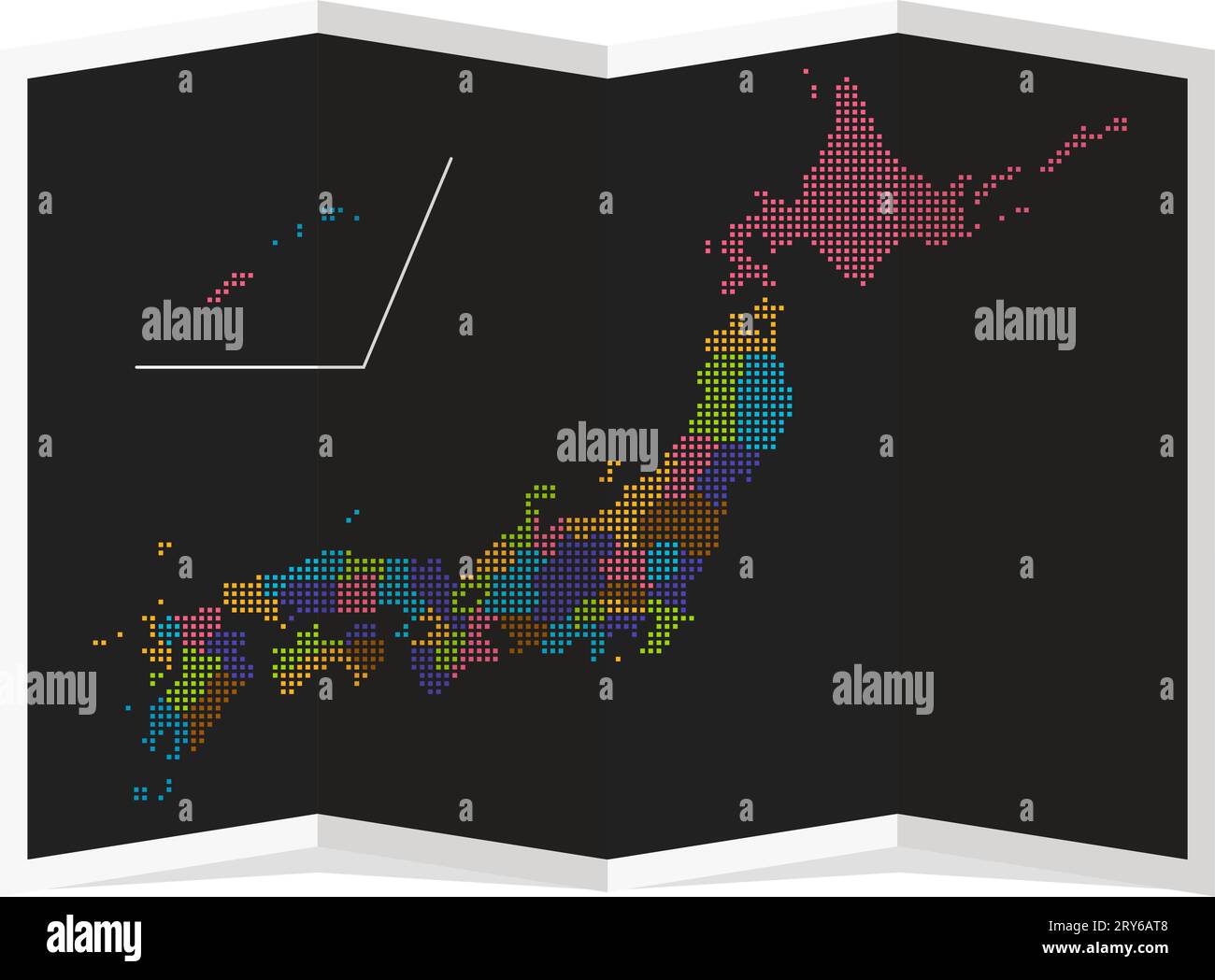 Vector illustration of four-fold Japan map ( dot pattern ) | Colors are ...