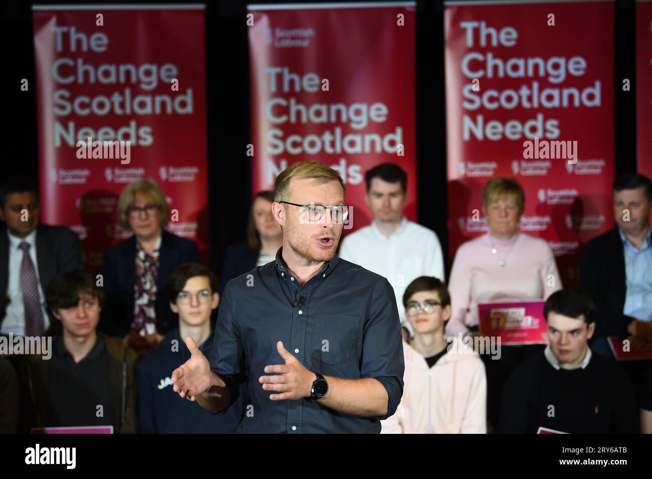 Scottish Labour candidate Michael Shanks at a party rally in Rutherglen ...