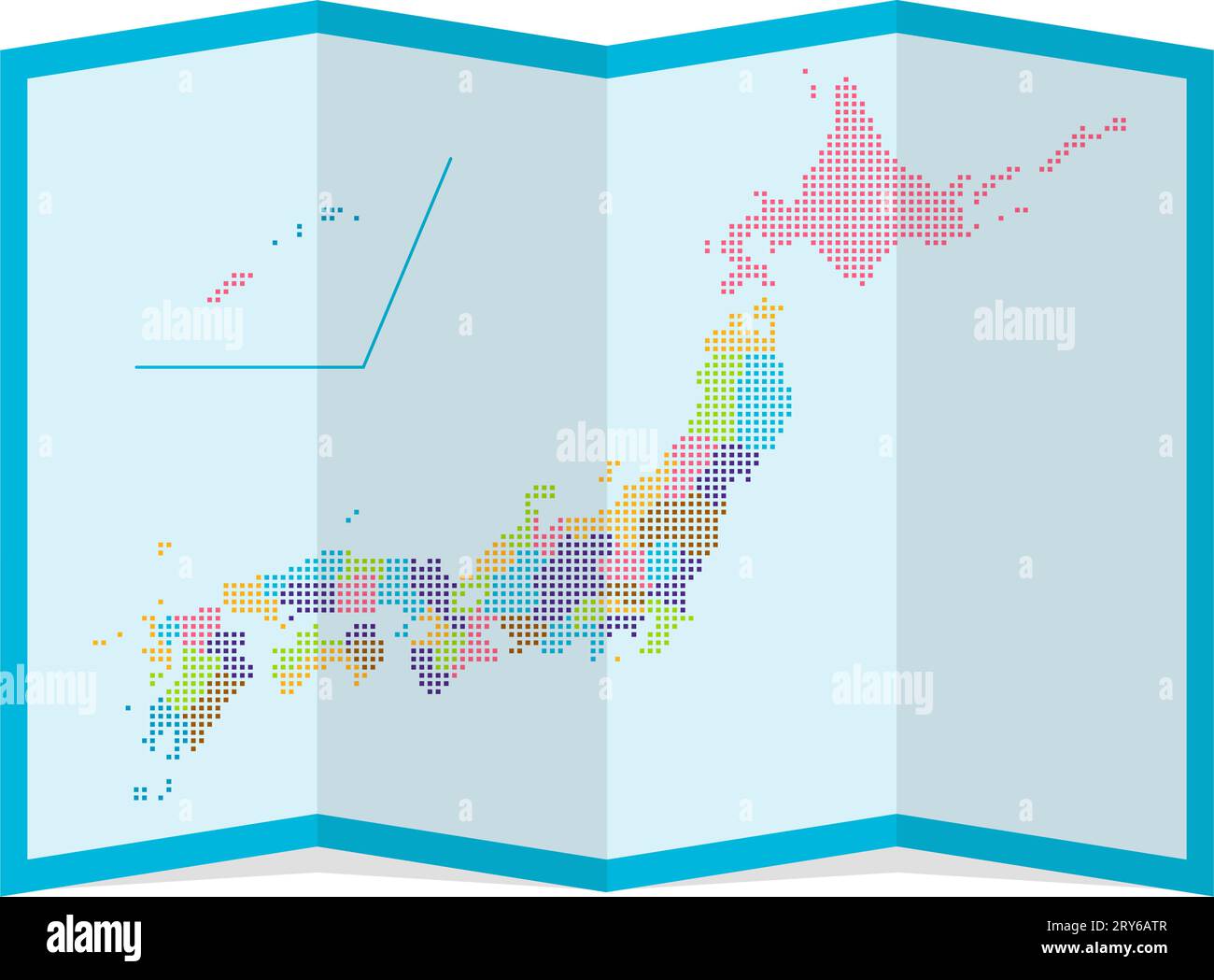 Vector illustration of four-fold Japan map ( dot pattern ) | Colors are ...