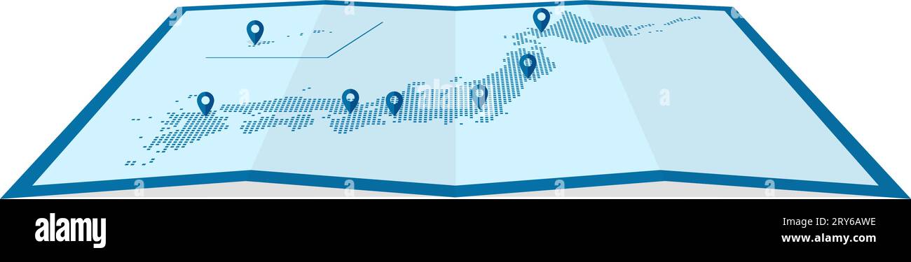 Vector illustration of four-fold Japan map ( dot pattern Stock Vector ...