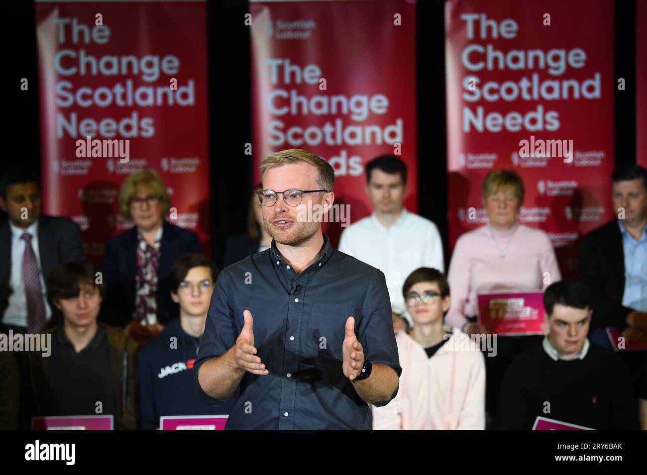 Scottish Labour candidate Michael Shanks at a party rally in Rutherglen ...