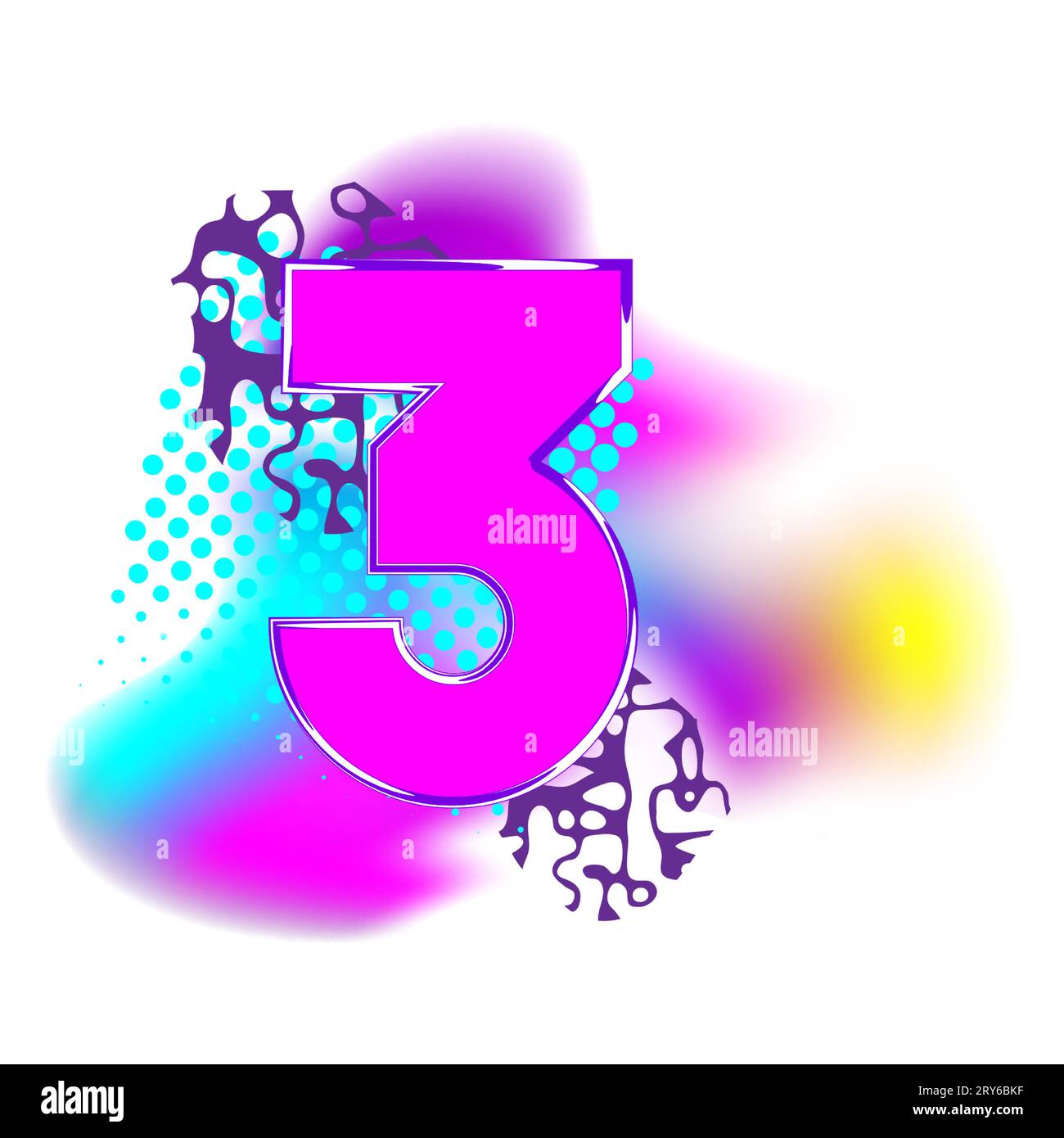 Colorful gradient halftone number 3. Anniversary design Stock Vector ...