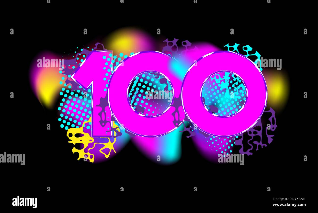 Colorful gradient halftone number 100. Celebrating anniversary logo ...