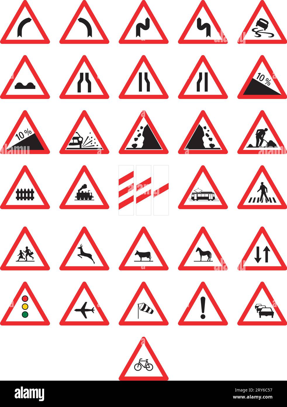 Warning signs, Road signs in Switzerland and Liechtenstein Stock Vector ...