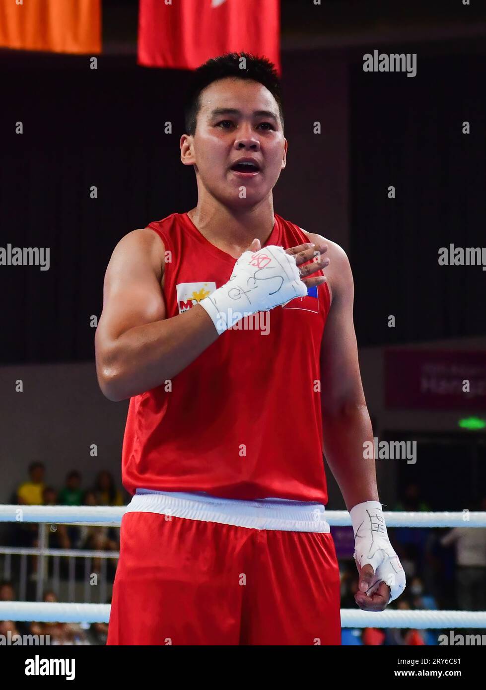 Hangzhou, China. 29th Sep, 2023. Nesthy Petecio of the Philippines ...