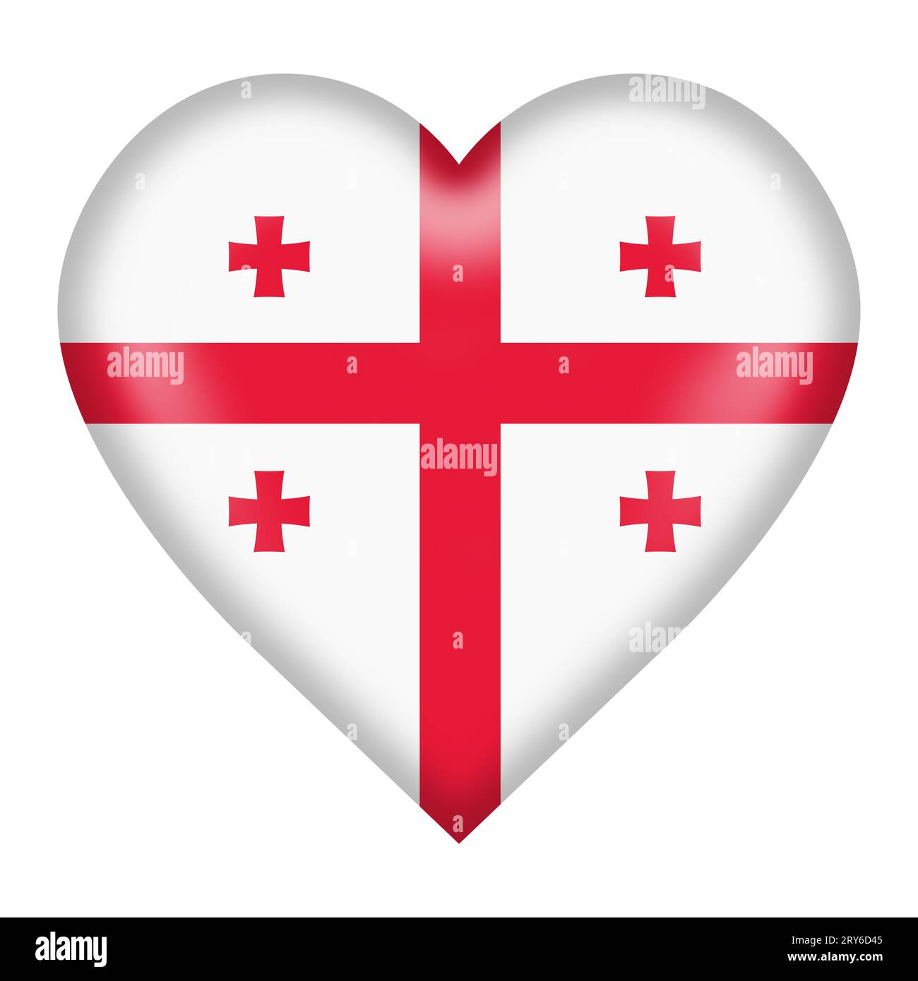 Georgia flag heart button isolated on white with clipping path Stock ...