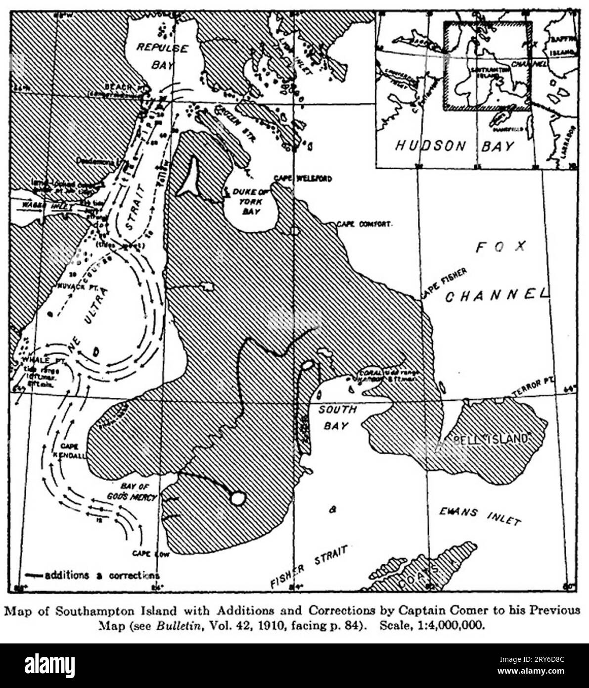 George Comer's 1913 map of Southampton Island Stock Photo - Alamy