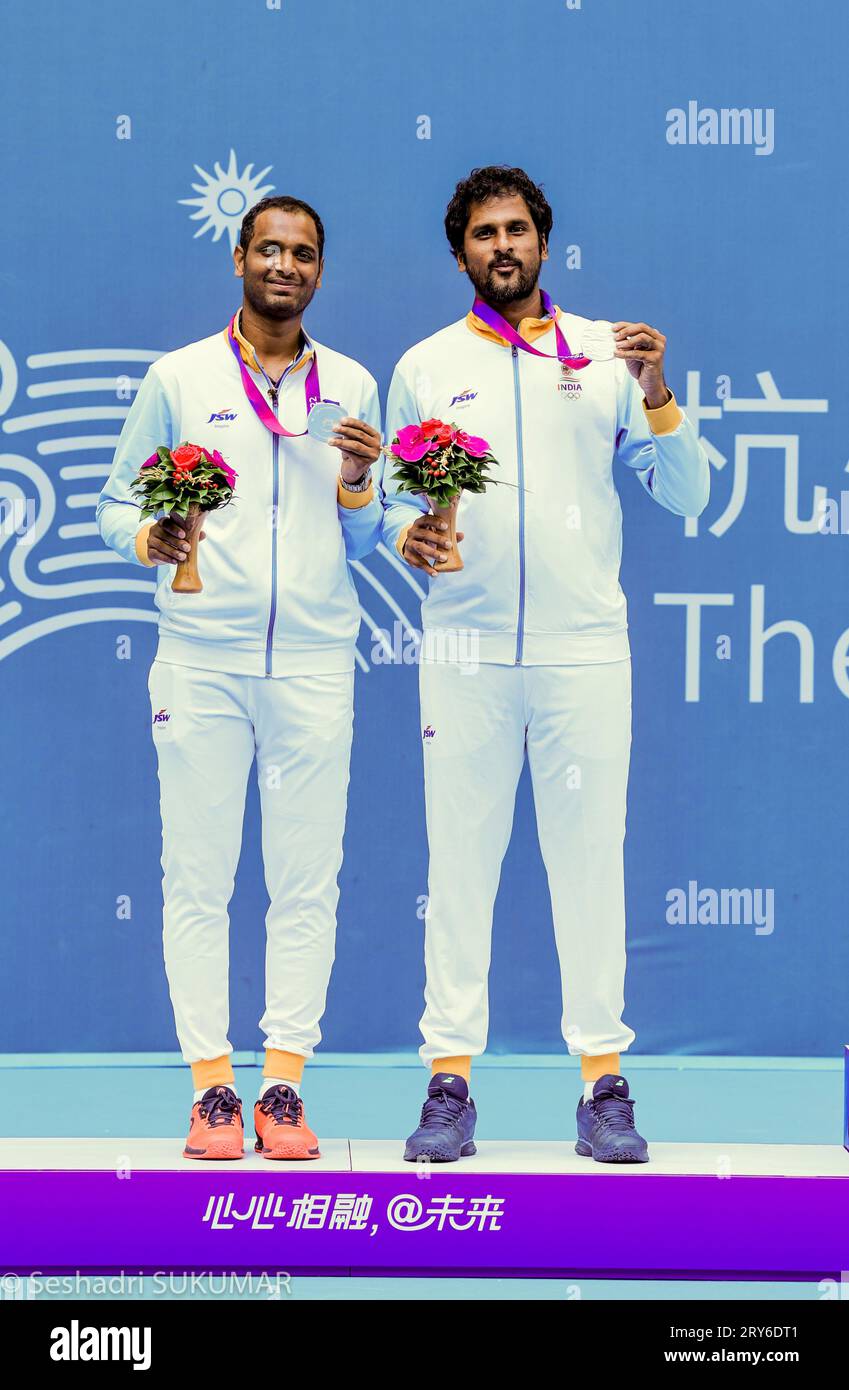 India. 29th Sep, 2023. TENNIS .Â Men's Doubles final, Ramkumar Ramanathan and Saketh Myneni ...