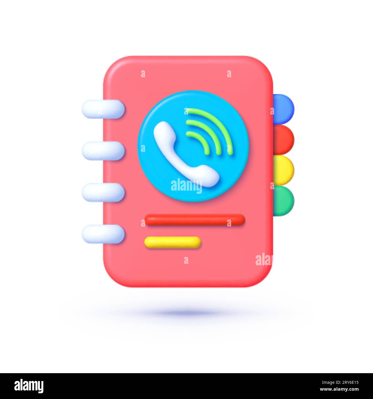 Phone or address book 3d cartoon style on white background. Vector ...