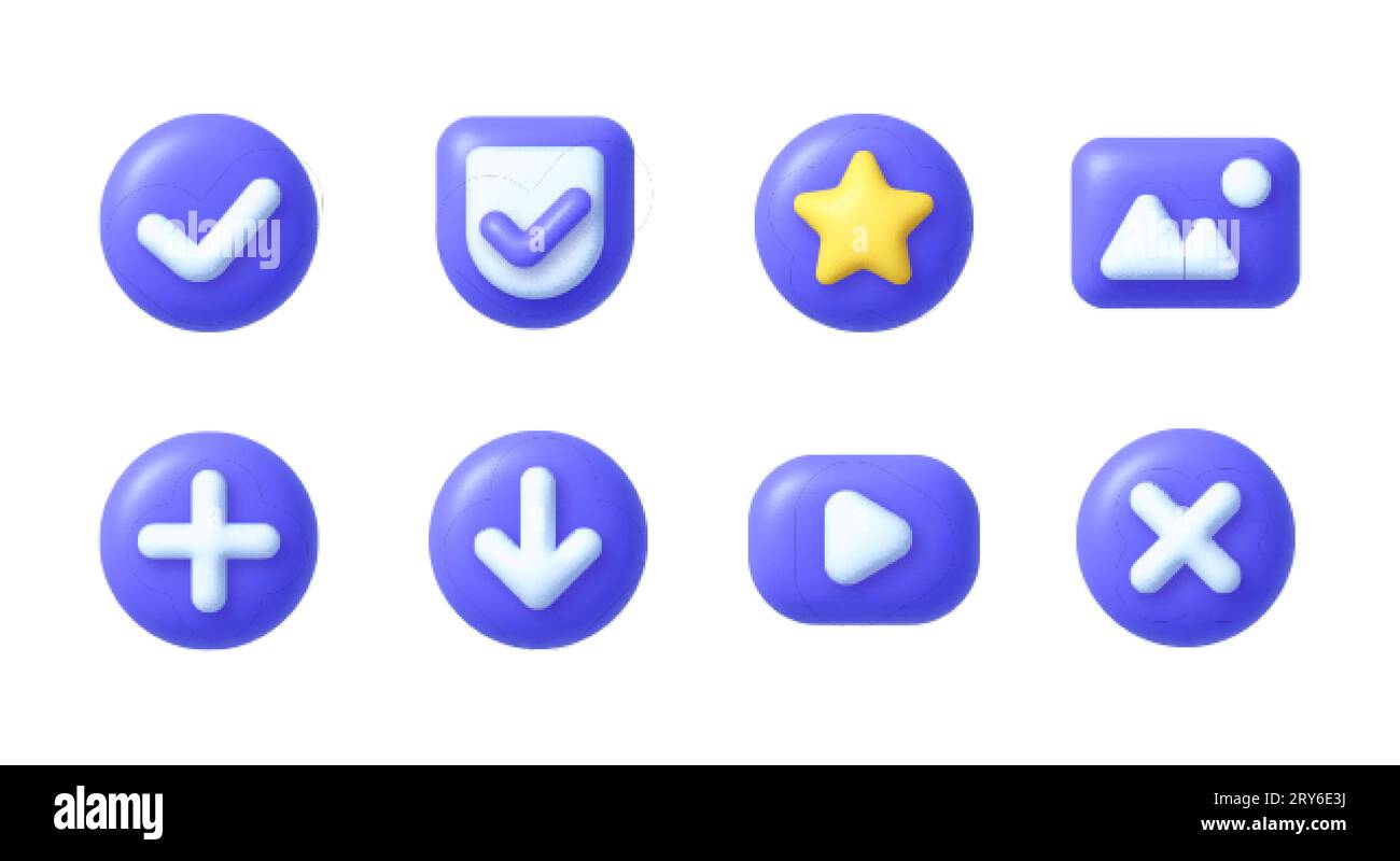 3d icons set, great design for any purposes. Vector illustration Stock ...