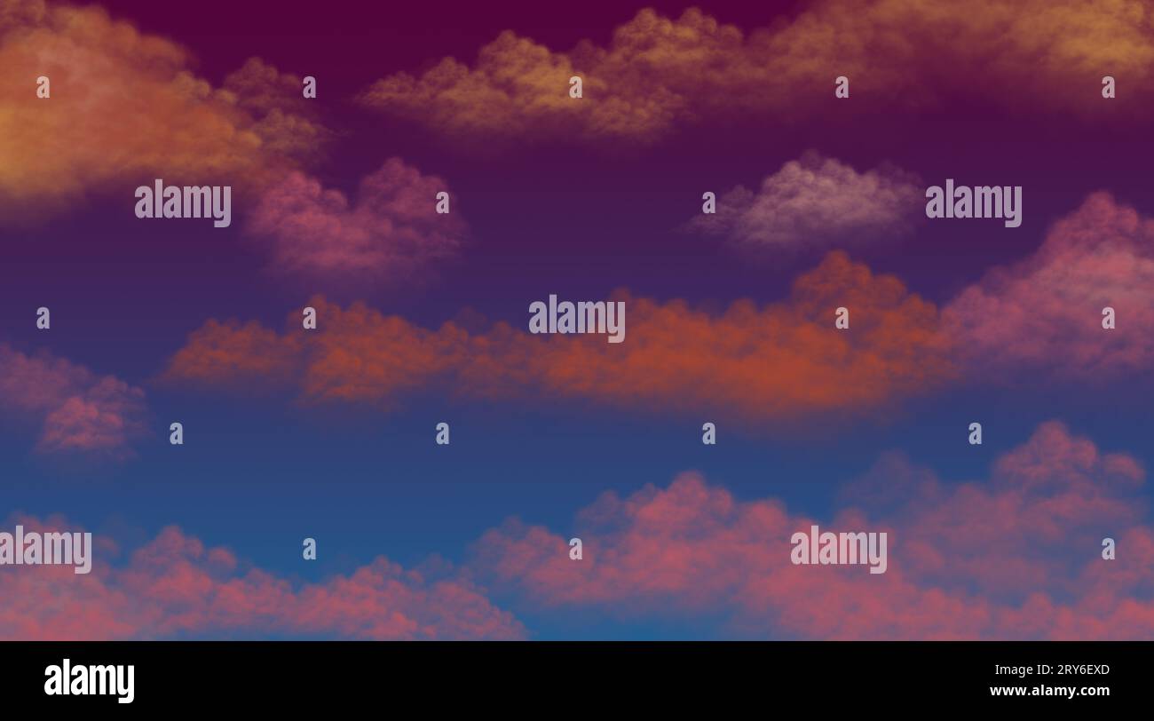 Background with sky and clouds. Dramatic sky. Digital illustration ...