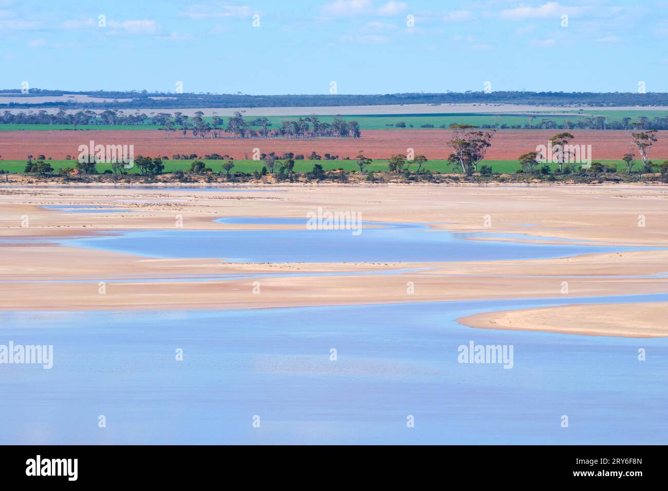 A view across Lake Brown from Eaglestone Rock showing patterns in the ...