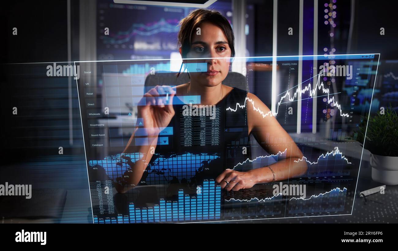 Financial Data Analyst Using KPI Dashboard Technology Stock Photo - Alamy