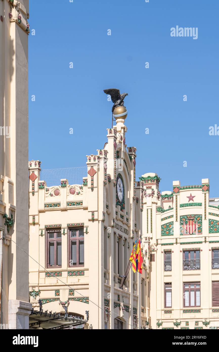 Facade of the North Station train station in Valencia, Spain Stock ...