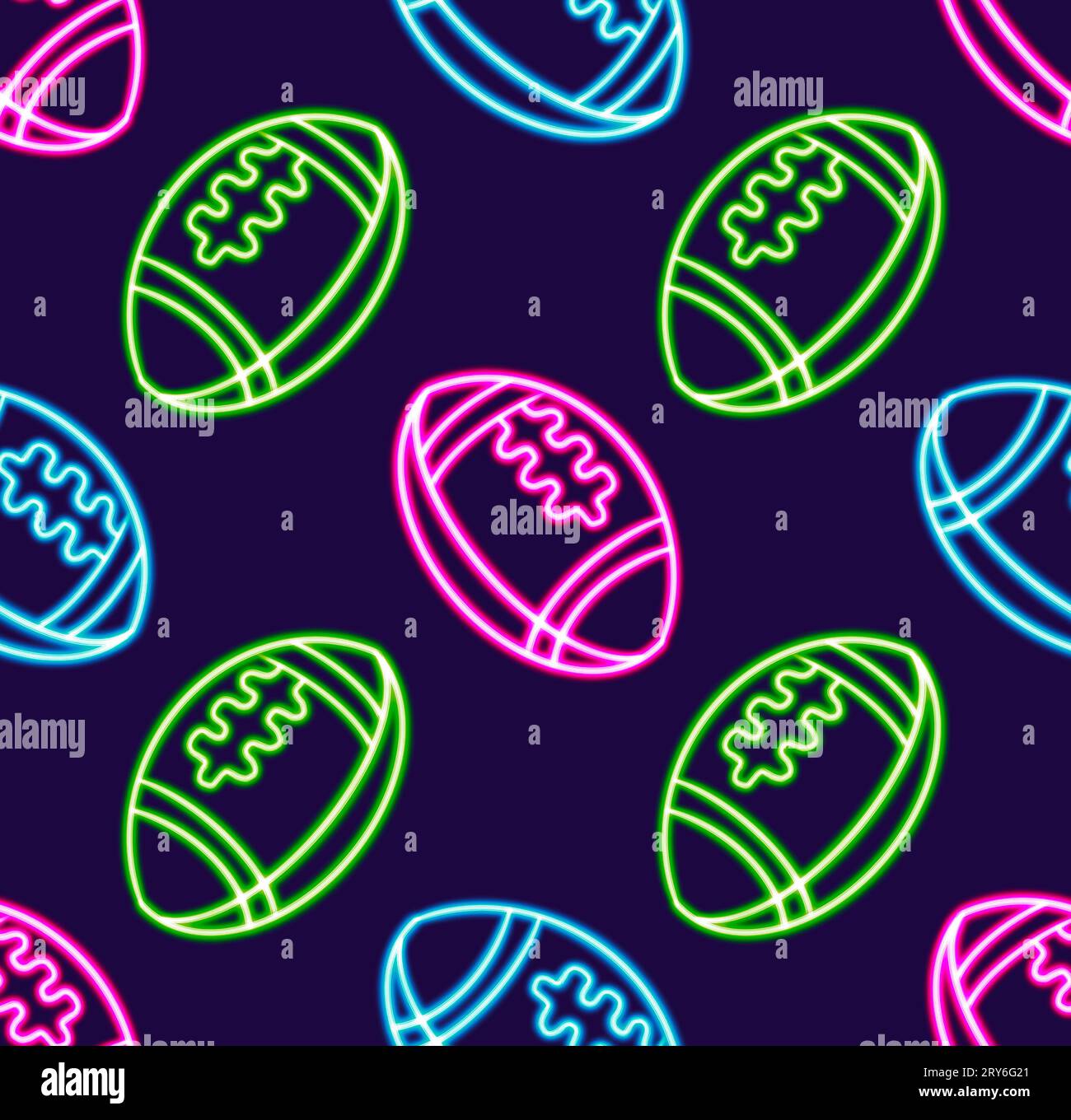 Seamless pattern American Football ball figure glowing desktop icon ...