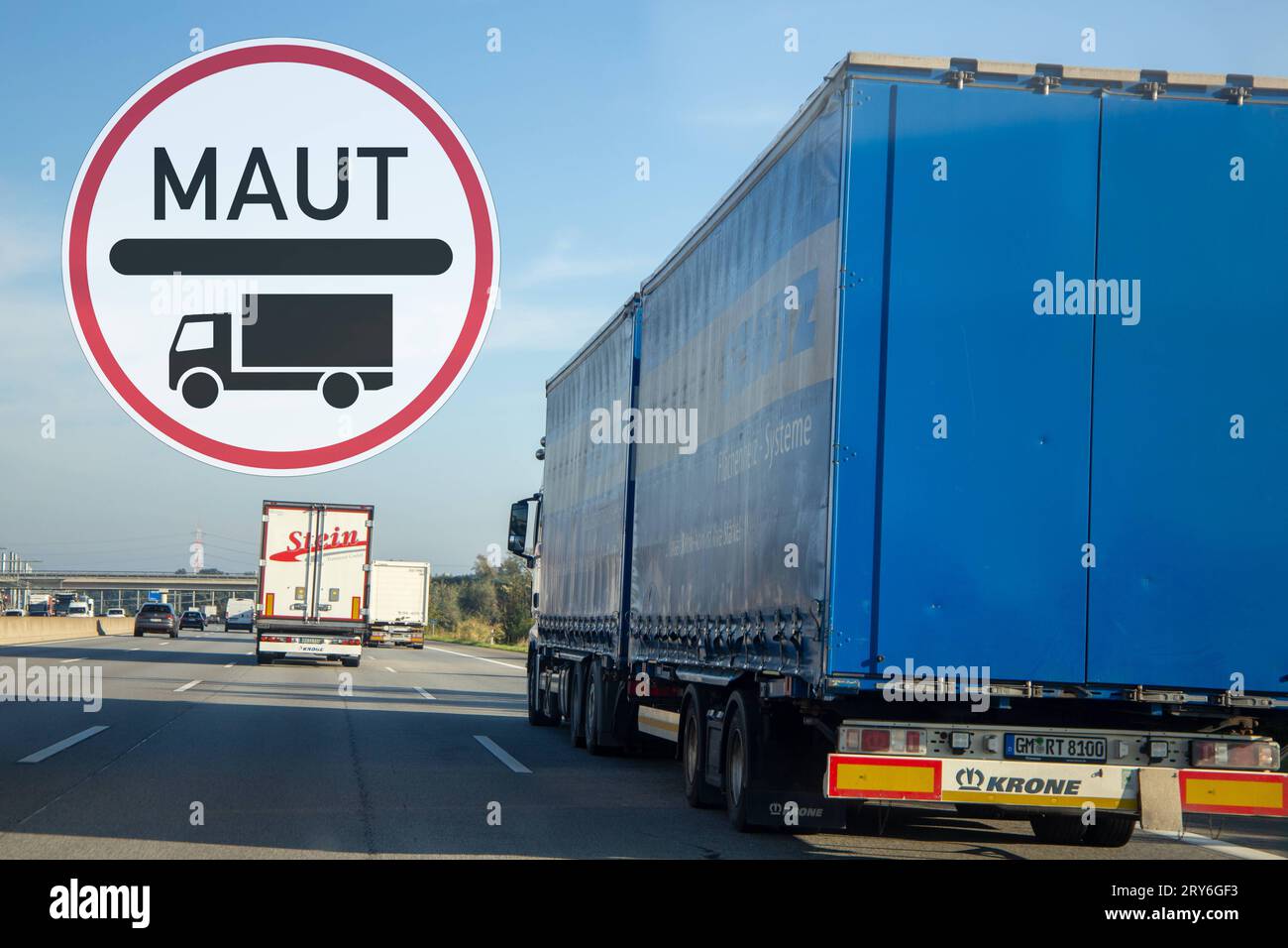Symbolbild LKW-Maut: LKW-Verkehr auf der A 5 bei Frankfurt und das ...